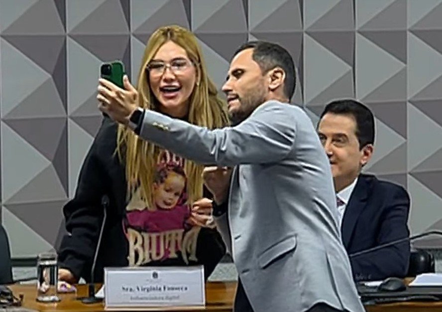 Senador interrompe CPI das Bets para fazer vídeo com influenciadora Virginia; veja