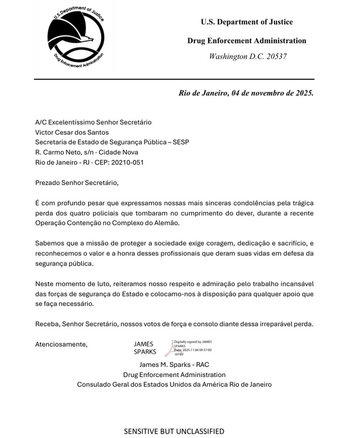EUA enviam carta ao secretário de Segurança do Rio oferecendo 'qualquer ...